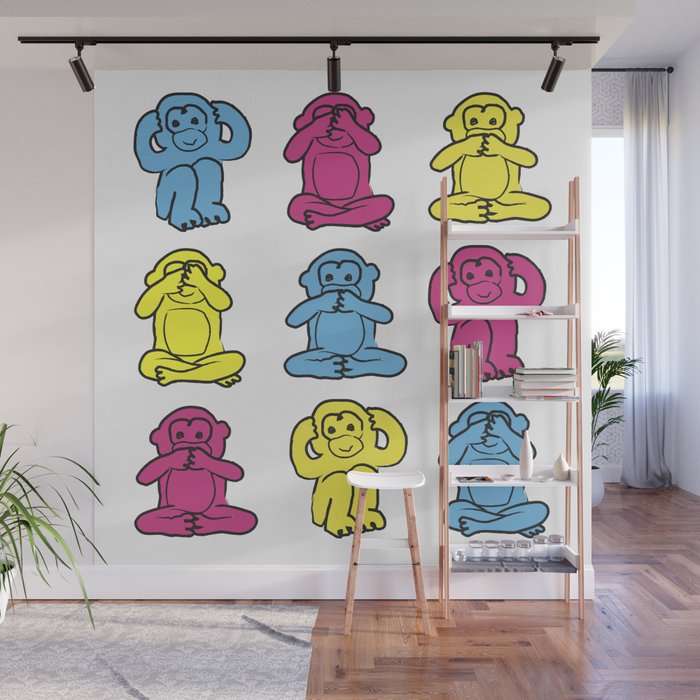 Three Wise Monkeys Wall Mural by marufemia | Society6