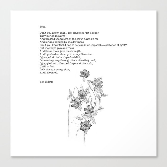 Seed - Poem by EC Mazur Canvas Print by ECMazur | Society6