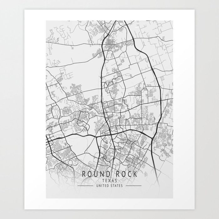 Round Rock Texas city map Art Print by Serenity by Alex | Society6