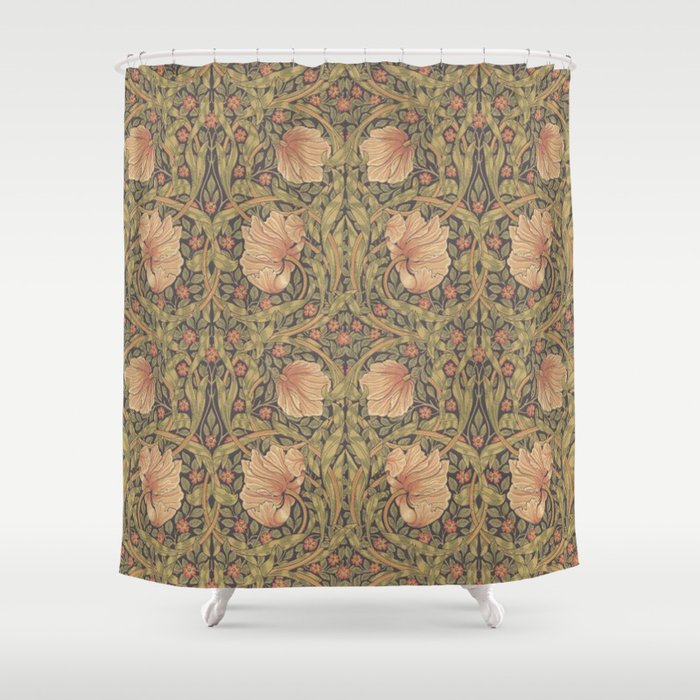 William Morris Vintage Pimpernel Bullrush Russet Minor Shower Curtain ... William Morris Vintage Pimpernel Bullrush Russet Minor Shower Curtain ...