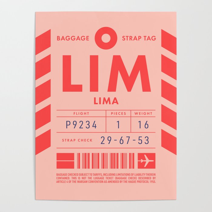Luggage Tag D - LIM Lima Peru Poster by neotokyo | Society6