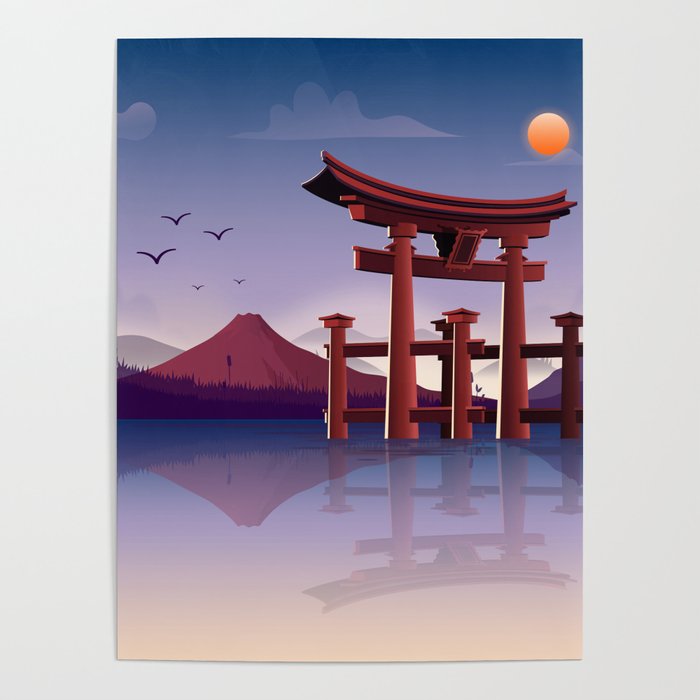 Modern Torii Gate Landscape Poster by Dagitab | Society6