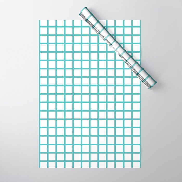 Grid (Teal & White Pattern) Wrapping Paper by LXLBX8 | Society6