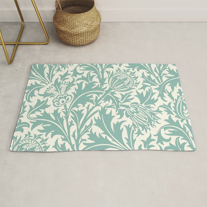 mint green patterned rug