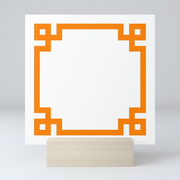 Orange Greek Key Square Border Mini Art Print by annaleeblysse | Society6