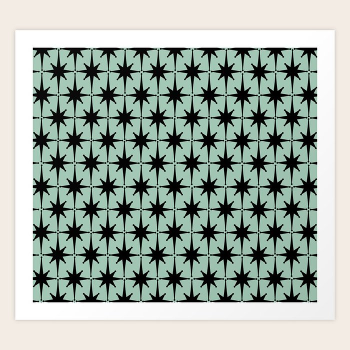 Atomic Age 1950s Retro Starburst Pattern in Black and Mid-Century ...