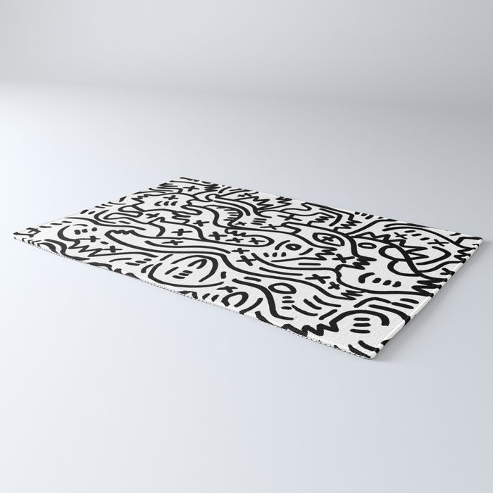 trippy black and white rug