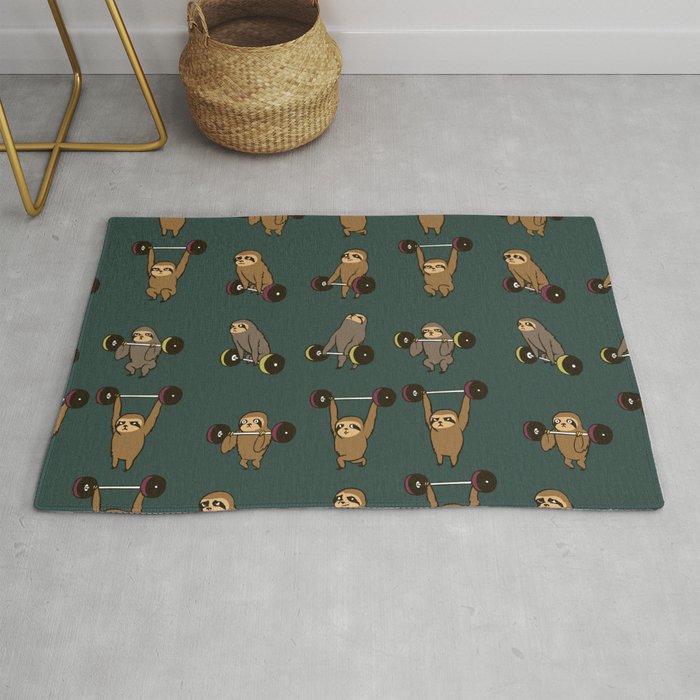 OLYMPIC LIFTING SLOTHS Rug by Huebucket | Society6