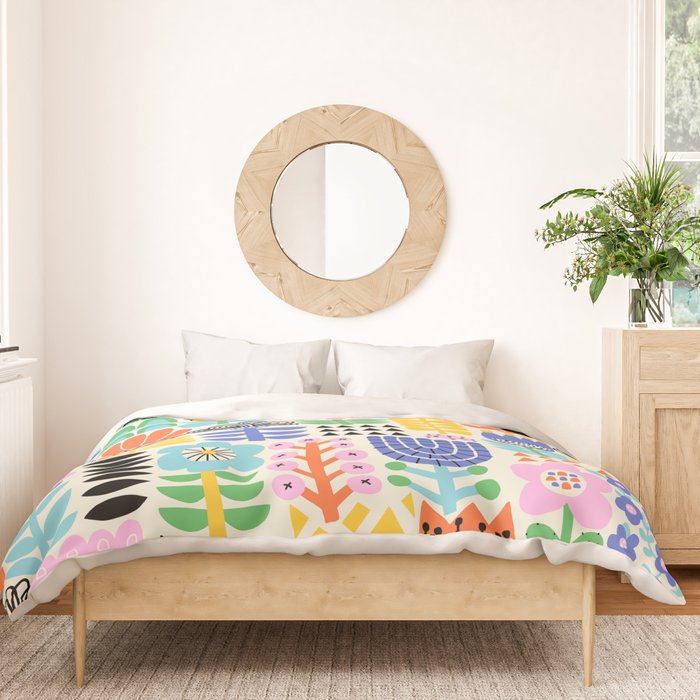 folk print bedding
