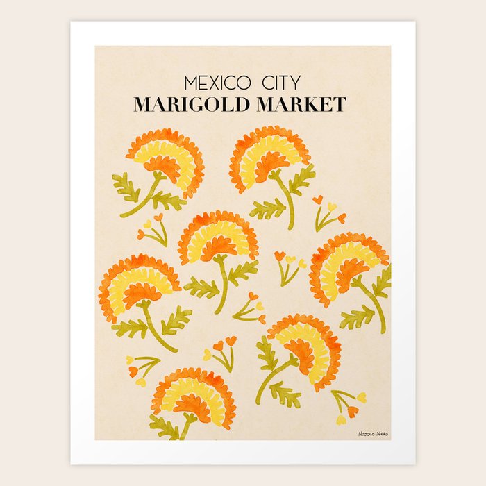 Marigold print- Mexico City Flower Market Art Print by Noodle Nerd ...