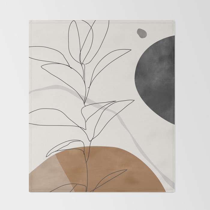 Abstract Art /Minimal Plant Throw Blanket by ThingDesign | Society6