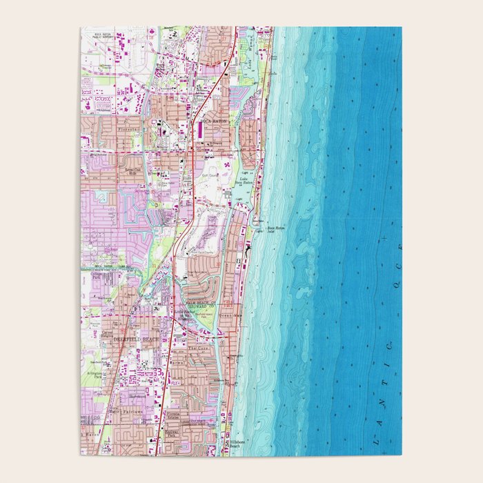 Vintage Map of Boca Raton Florida (1962) Poster by BravuraMedia | Society6
