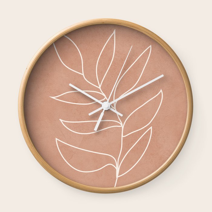 Engraved Leaf Line Wall Clock by Flow Line | Society6