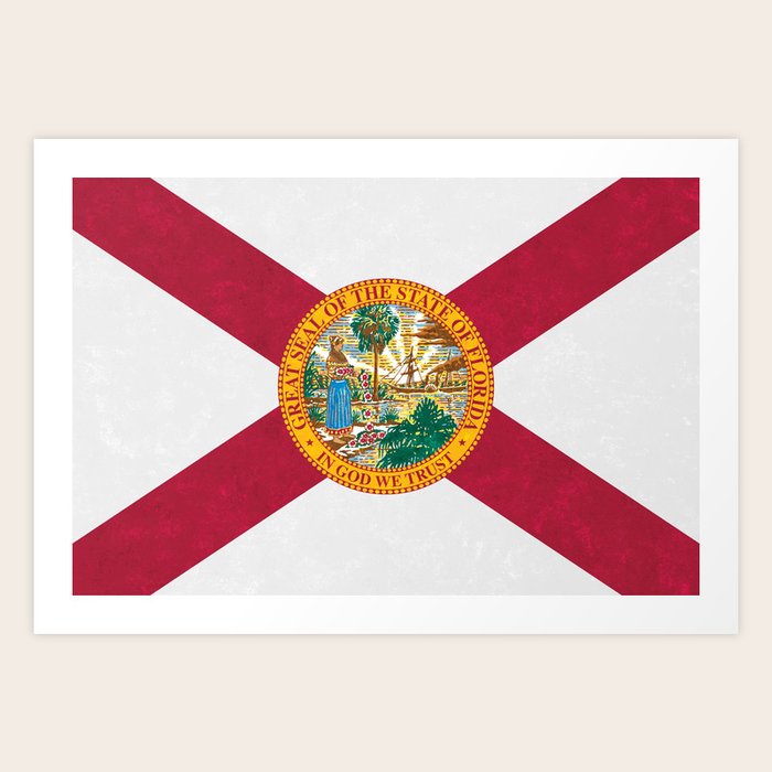 Florida State Flag Sunshine State Art Print by Enzwell Artworks | Society6