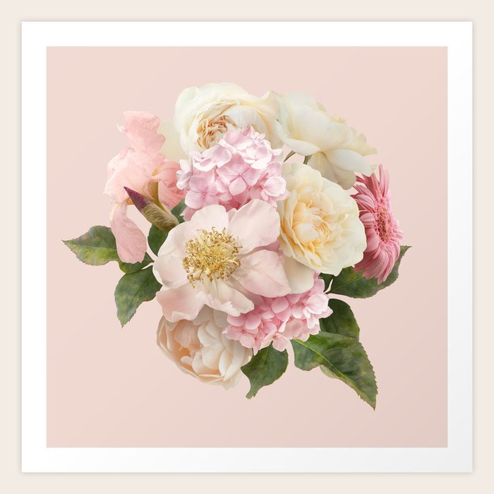 White Hydrangea And Pink Peony Bouquet