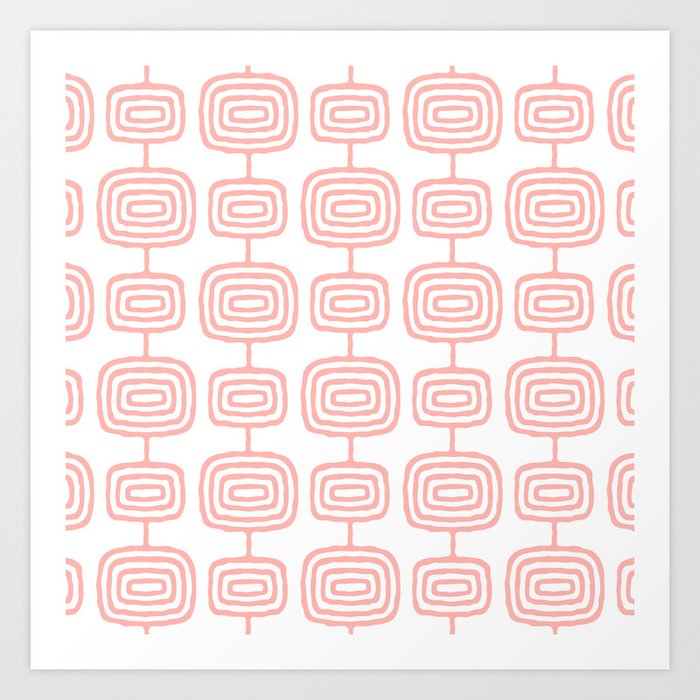 Mid Century Modern Atomic Rings Pattern Peach 3 Art Print by Tony ...