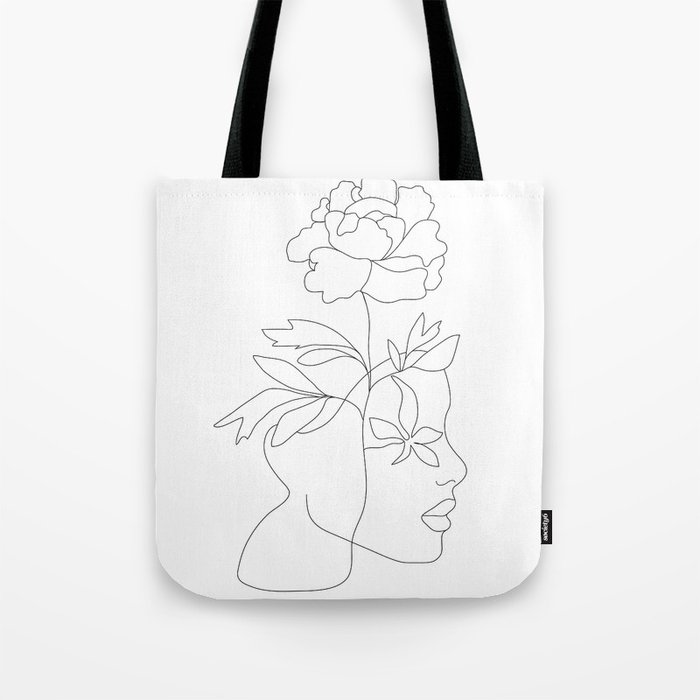 Minimal Line Art Woman Face Iii Tote Bag By Nadja Society6
