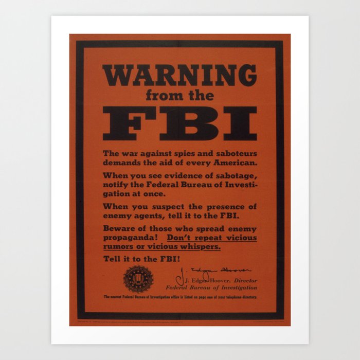 Vintage poster - Warning from the FBI Art Print by Vintage Images ...
