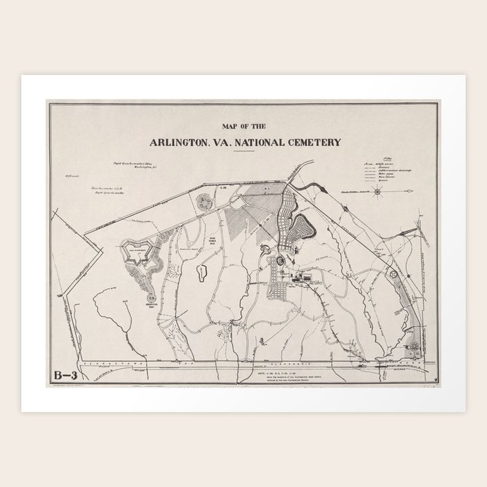Vintage Map of Arlington National Cemetery (1901) Art Print by ...