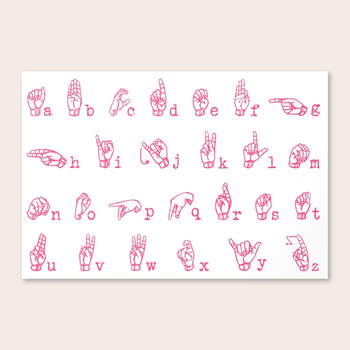 ASL Alphabet // Pink Canvas Print by Thin Line Studio | Society6