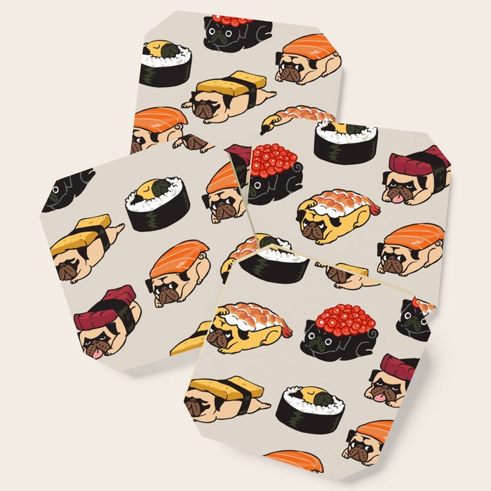 Sushi Pug Coaster by Huebucket | Society6