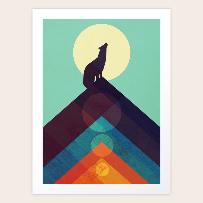 geometric wolf howling