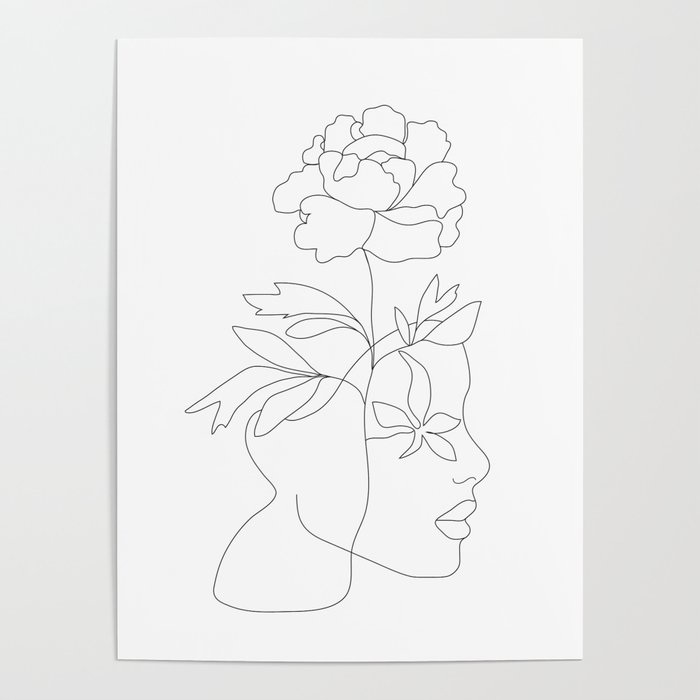 Minimal Line Art Woman Face Iii Poster By Nadja Society6