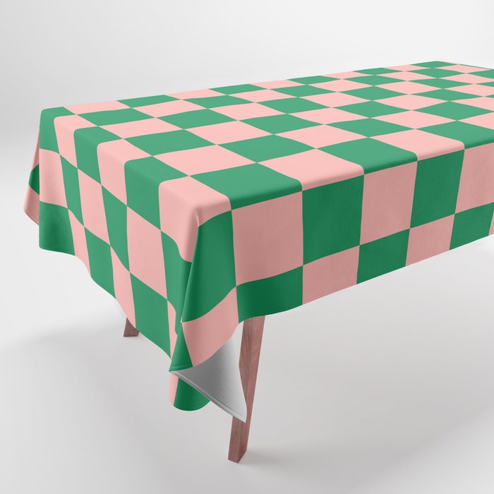 Checkerboard Mini Check Checkered Pattern Green and Pink Tablecloth by ...