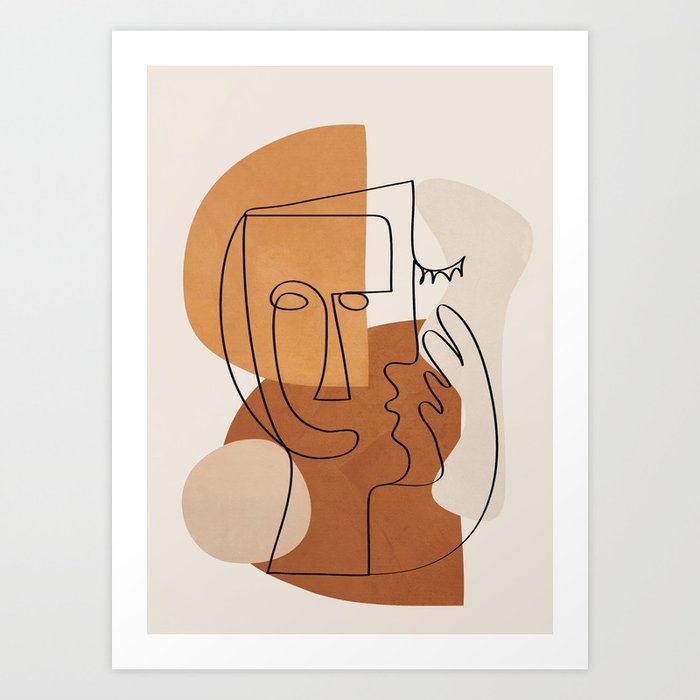 Abstract Clay Faces I Art Print by City Art | Society6