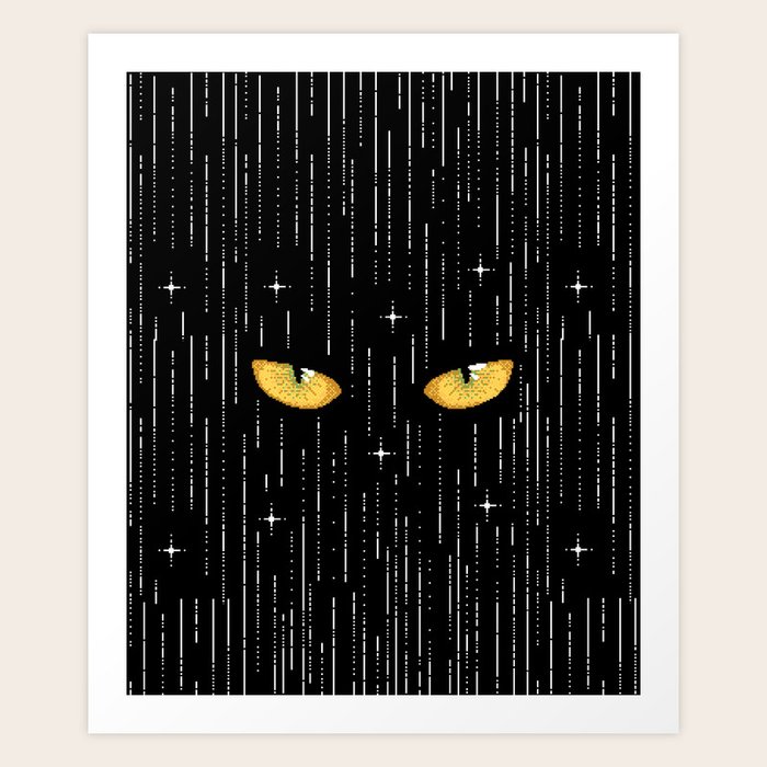 Spooky Halloween Cat Eyes Pixel Art Art Print by Mars | Society6