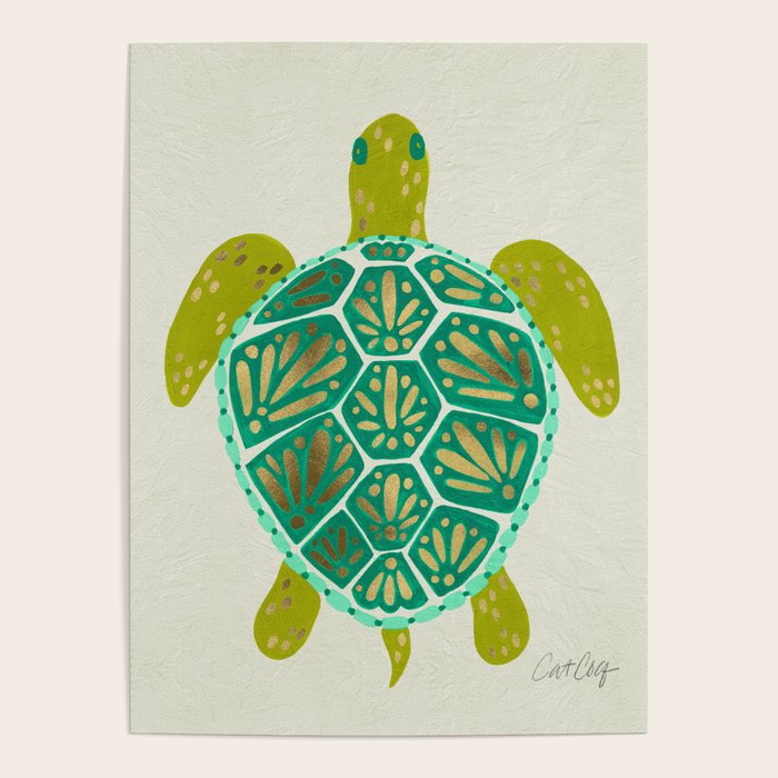 Green Sea Turtle Poster by Cat Coquillette | Society6