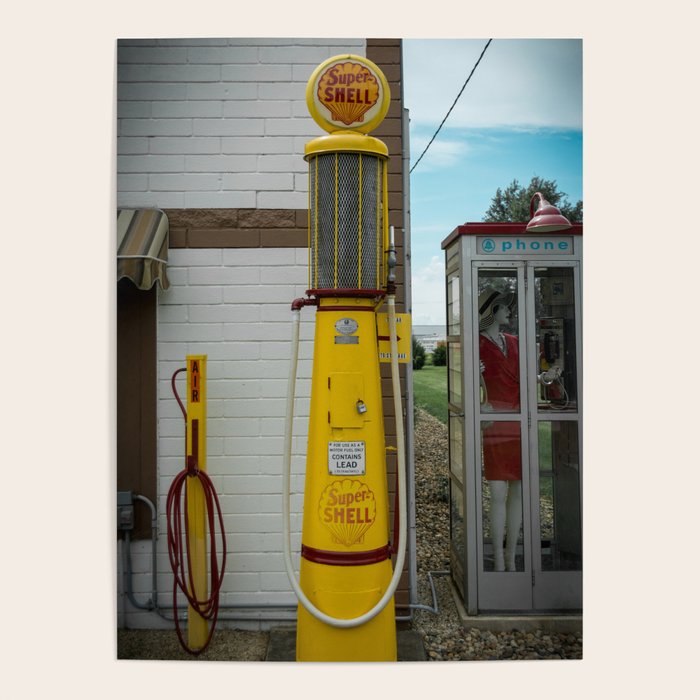 Vintage Shell Gas Pump Poster by Enzwell Artworks | Society6