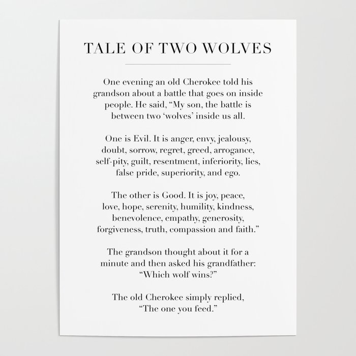 The Tale of Two Wolves Poster by Typologie Paper Co | Society6