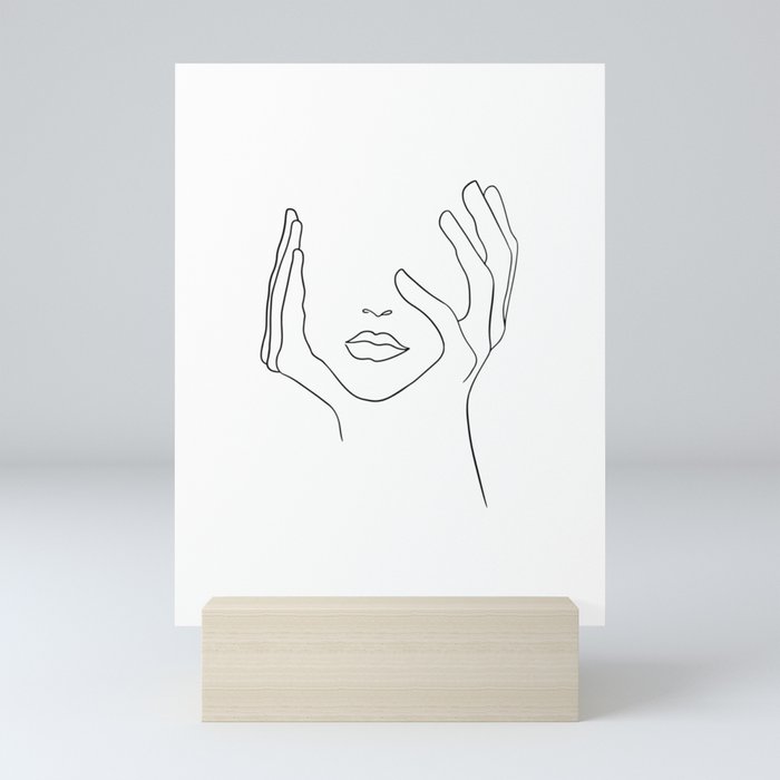 Sad Woman Crying Line Art Mini Art Print By Uramina Society6