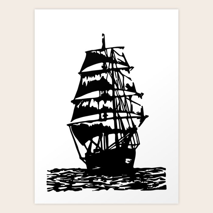 Tall Ship Line Drawing