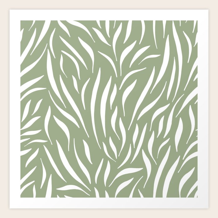 Sage Green Abstract Leaf Pattern Art Print by Megan Morris | Society6