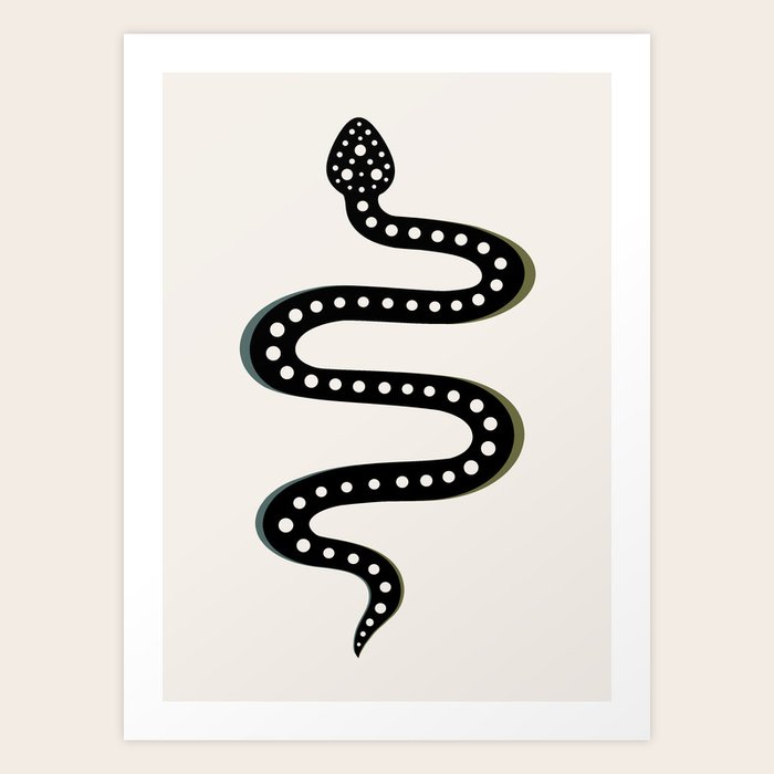 Minimal Snake - Black Art Print by colour poems | Society6