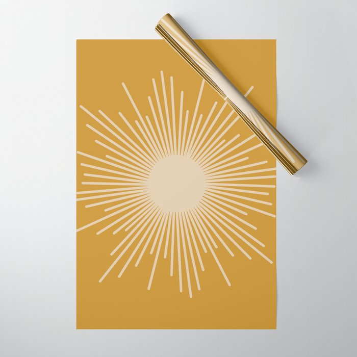 Mid Century Modern Sunburst in Dark Mustard and Beige Wrapping Paper by ...
