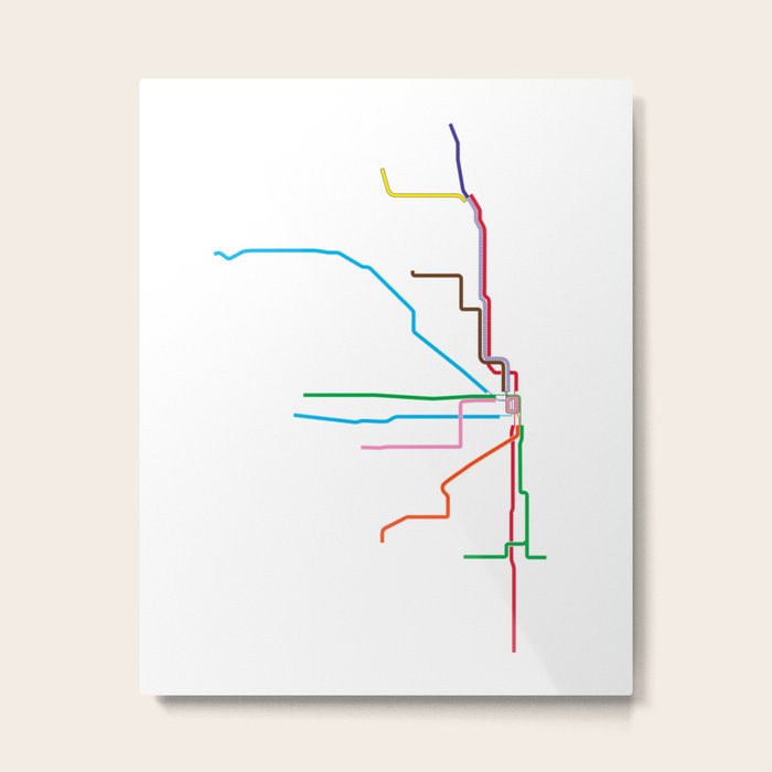 Chicago CTA Map, Chicago Train Map Art, Chicago L Train Map, Chicago ...