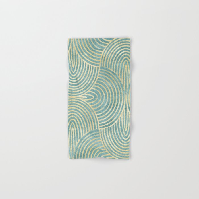 mint green patterned towels