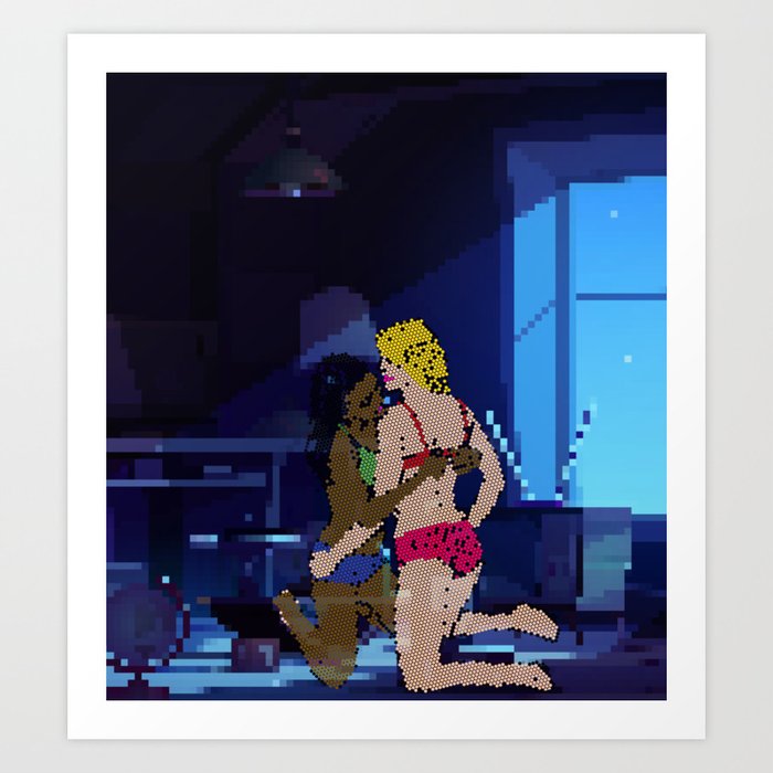 Interracial Lesbians Pixel Art Print By Qpartz Society6