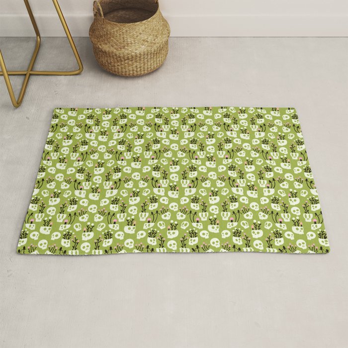 lime green patterned rug