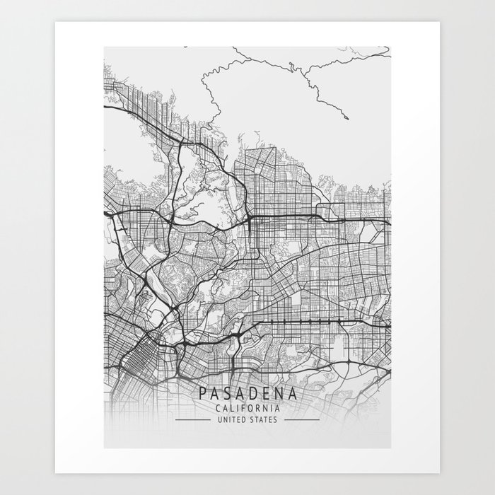 Pasadena Black And White Map