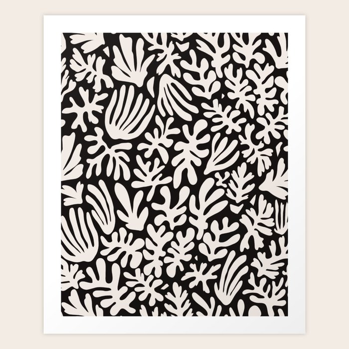 Matisse Inspired Shapes - Black and White Art Print by Avenie | Society6