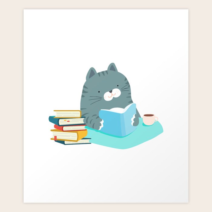 Cute Cat Reading Book