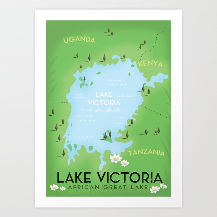 Lake Victoria Map Art Print by Nicks Emporium | Society6