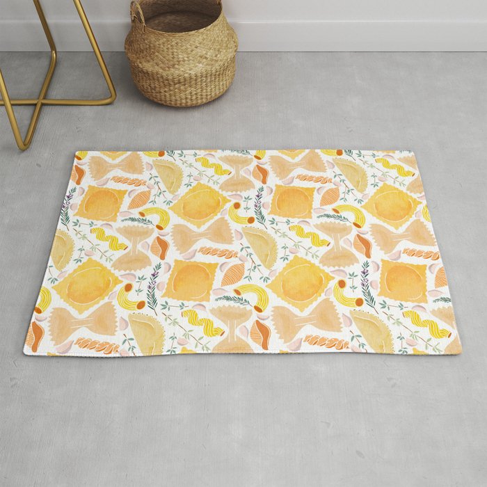 Pasta Pattern on White Rug by Tangerine-Tane | Society6