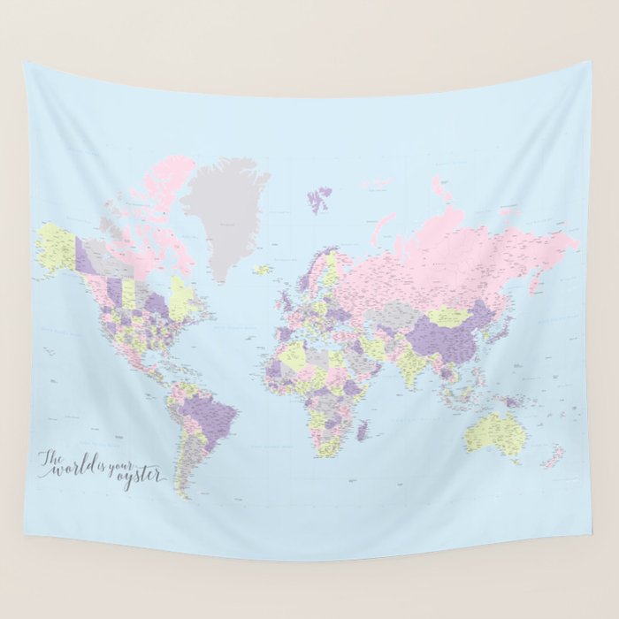 Pastels world map, highly detailed, The world is your oyster, square ...