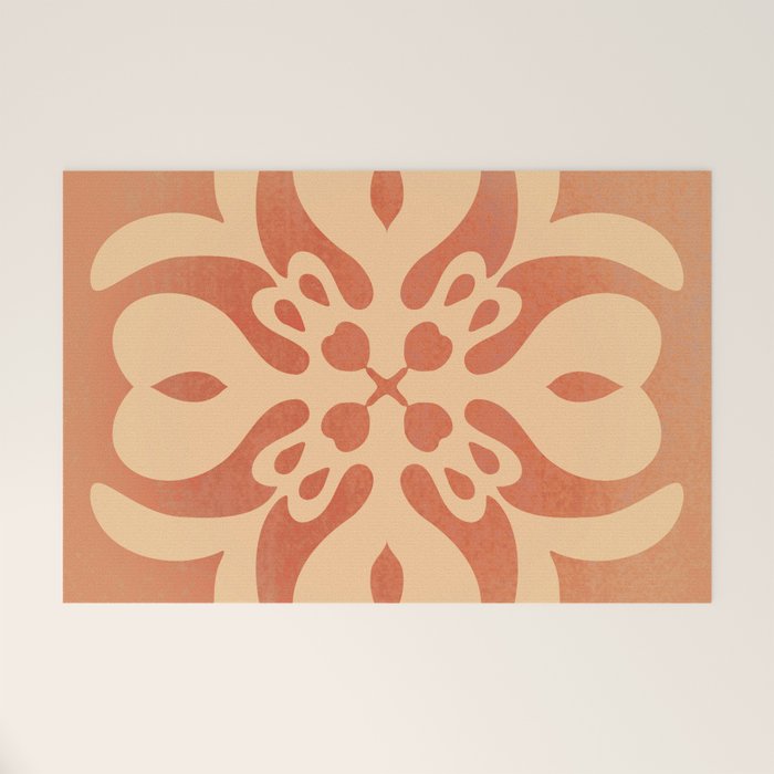 Anthurium Hawaiian quilt pattern soft boho colors Welcome Mat by Play ...