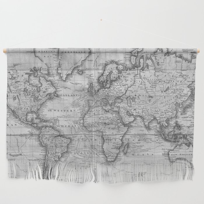 Black and White World Map (1801) Wall Hanging by BravuraMedia | Society6